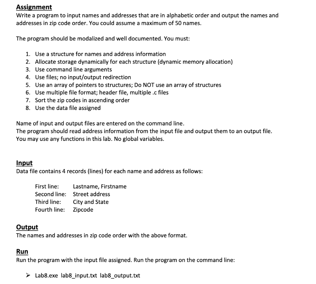 Solved Assignment Write a program to input names and | Chegg.com