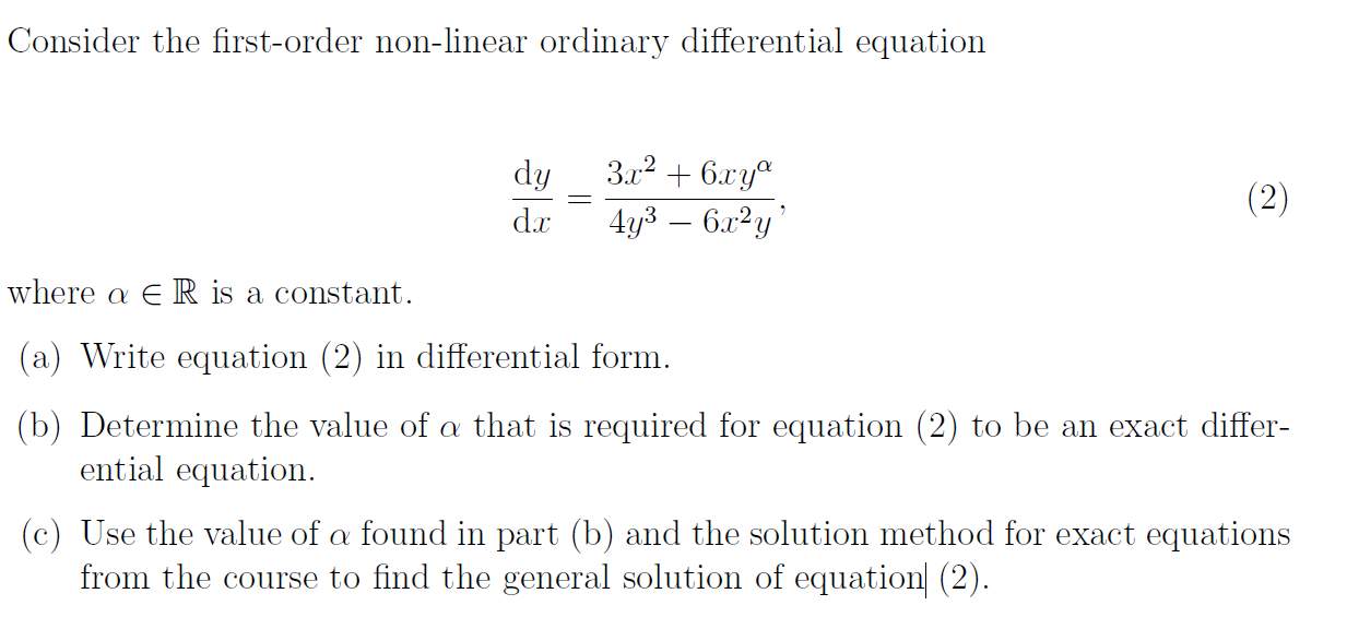 Solved Consider the first-order non-linear ordinary | Chegg.com
