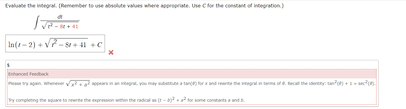Solved Evaluate the integral. (Remember to use absolute | Chegg.com