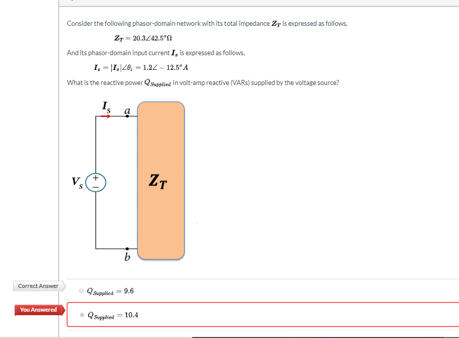 Solved Consider the following phasor-domain network with its | Chegg.com