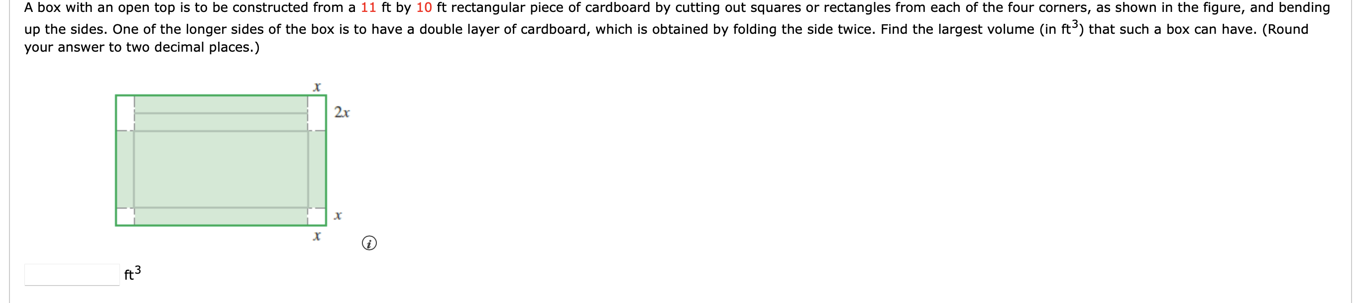Solved A box with an open top is to be constructed from a 11 | Chegg.com