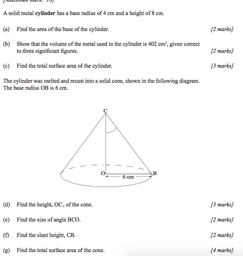 Solved A solid metal cylinder has a base radius of 4 cm and | Chegg.com