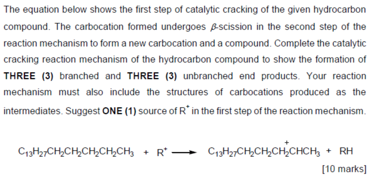 Solved The equation below shows the first step of catalytic | Chegg.com