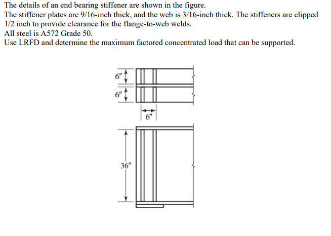 Solved The details of an end bearing stiffener are shown in | Chegg.com