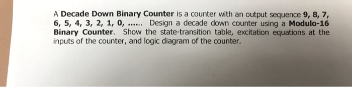 Solved A Decade Down Binary Counter is a counter with an | Chegg.com