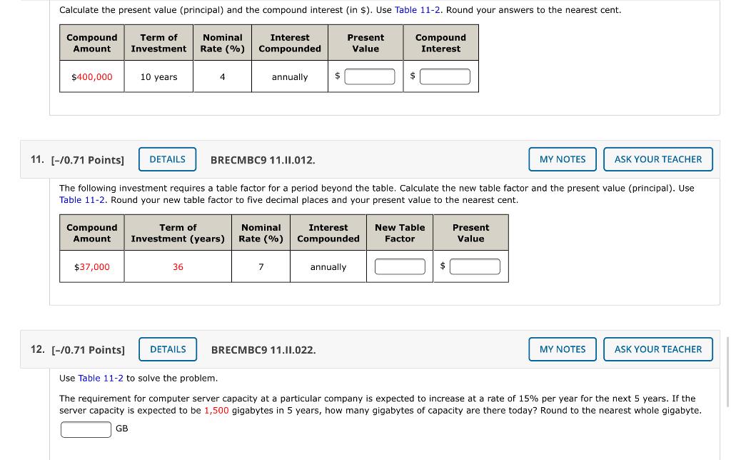 Calculate the present value (principal) and the | Chegg.com