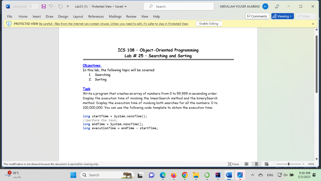Solved Objectives: In this lab, the following topic will be | Chegg.com