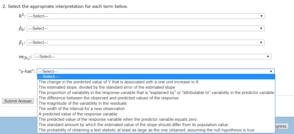 Solved 2. Select the appropriate interpretation for each | Chegg.com