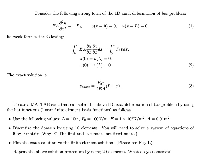 Consider the following strong form of the 1D axial | Chegg.com