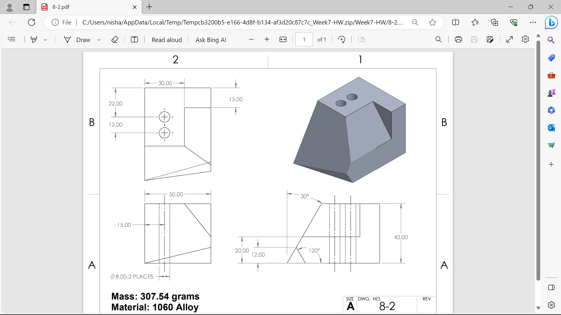 Solved iviass. JuI.04 yialls Material: 1060 Alloy | Chegg.com
