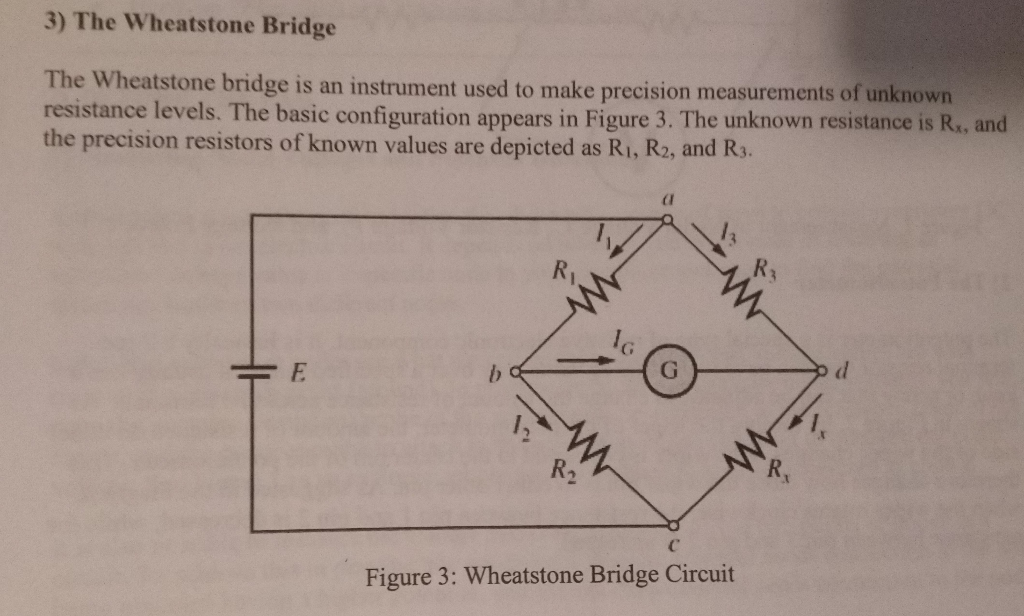Solved 3) The Wheatstone Bridge The Wheatstone bridge is an | Chegg.com