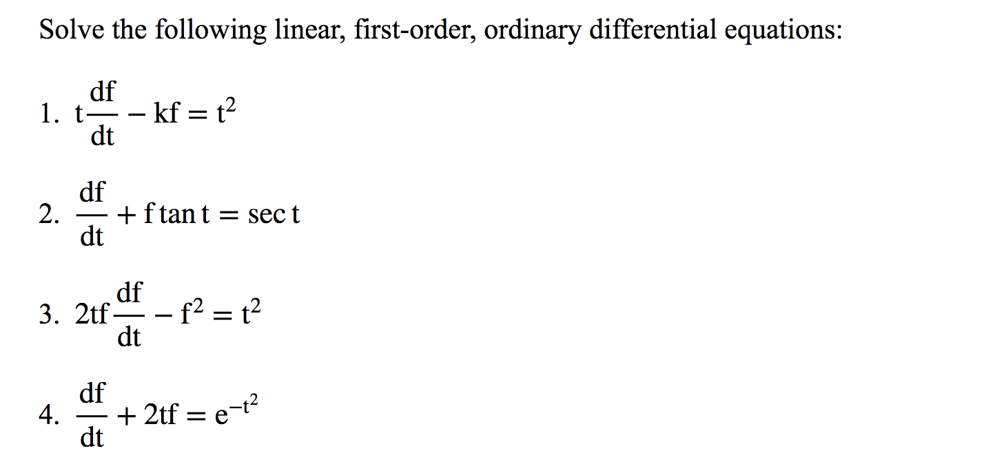 Solved Solve The Following Linear First Order Ordinary