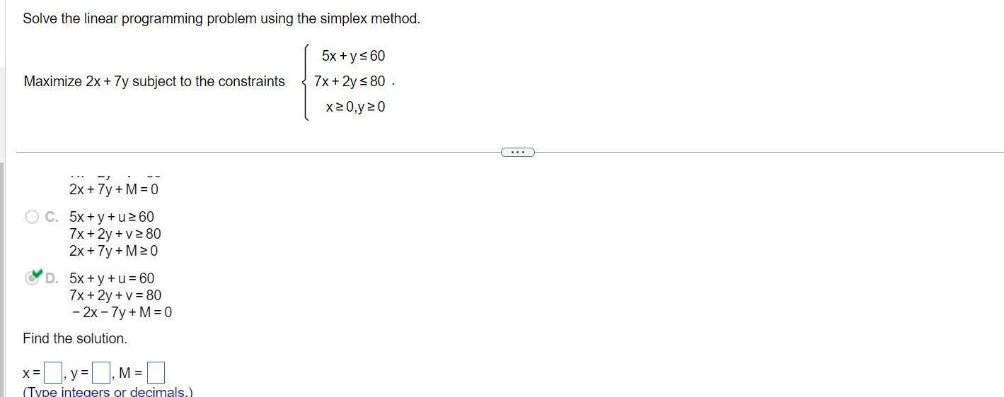 Solved Solve the linear programming problem using the | Chegg.com