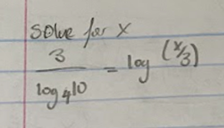 Solved solve for x3log410=log(x3) | Chegg.com