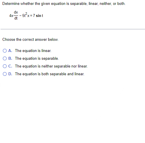 Solved Determine whether the given equation is separable, | Chegg.com