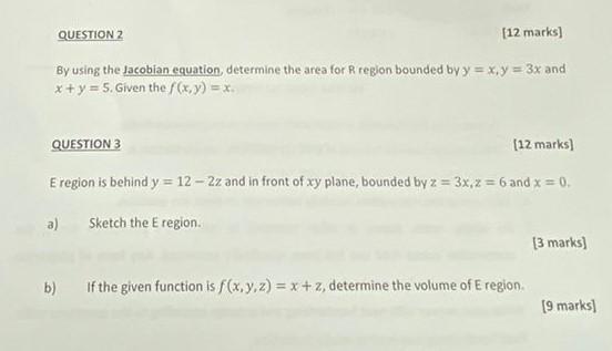 Solved By using the jacobian equation, determine the area | Chegg.com