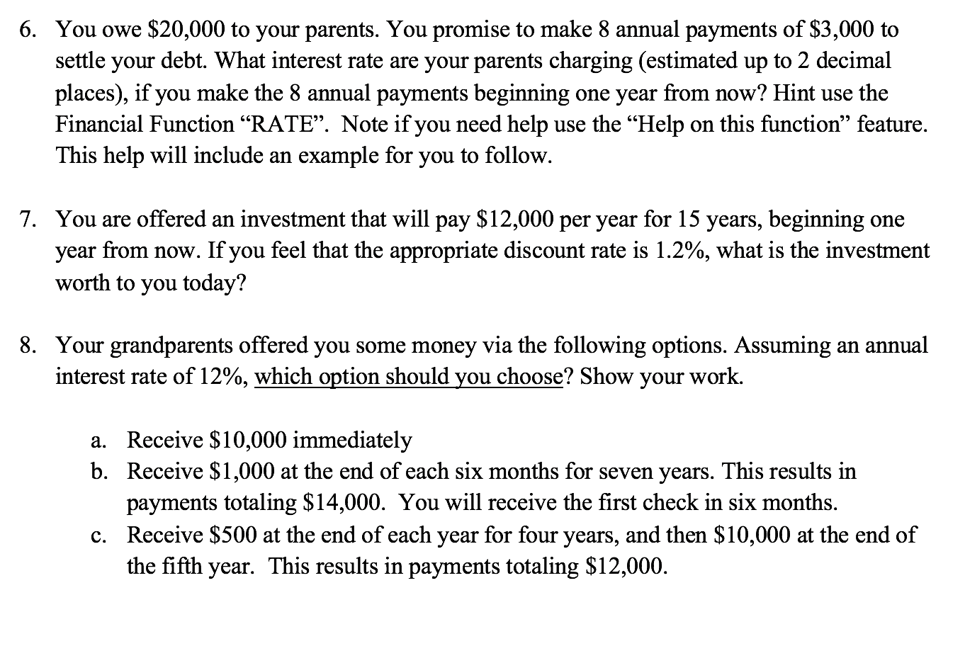 Solved Instructions Using Financial Formulas In Excel Chegg