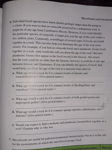 Solved Microfossils and Introd idual fossil species have | Chegg.com