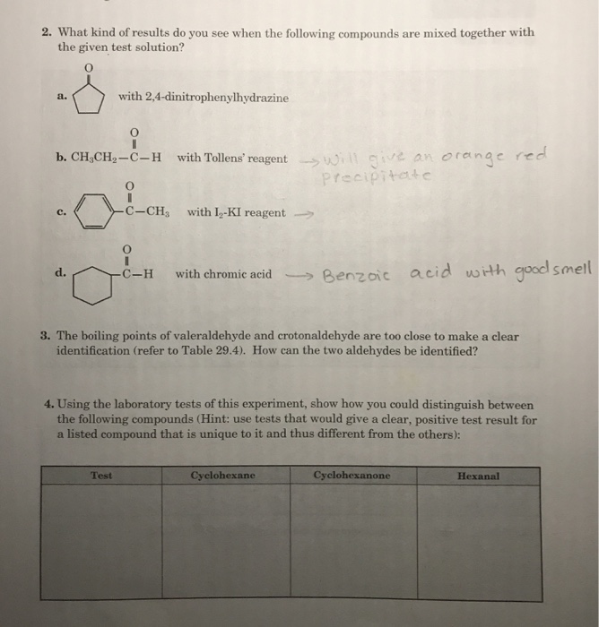Solved Identifications of aldehydes and ketones: | Chegg.com