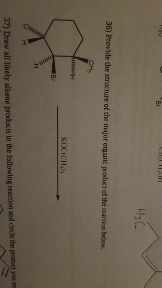 Solved 13 -BP CH3CH2OH H₃C 36) Provide the structure of the | Chegg.com