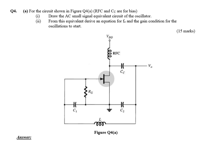 Solved Q4. (a) For the circuit shown in Figure Q4(a) (RFC | Chegg.com