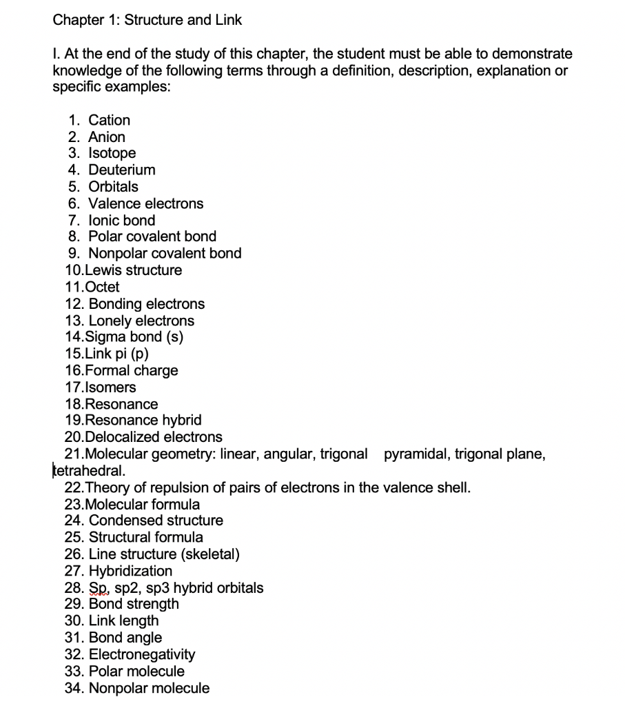 Solved Chapter 1: Structure and Link I. At the end of the | Chegg.com