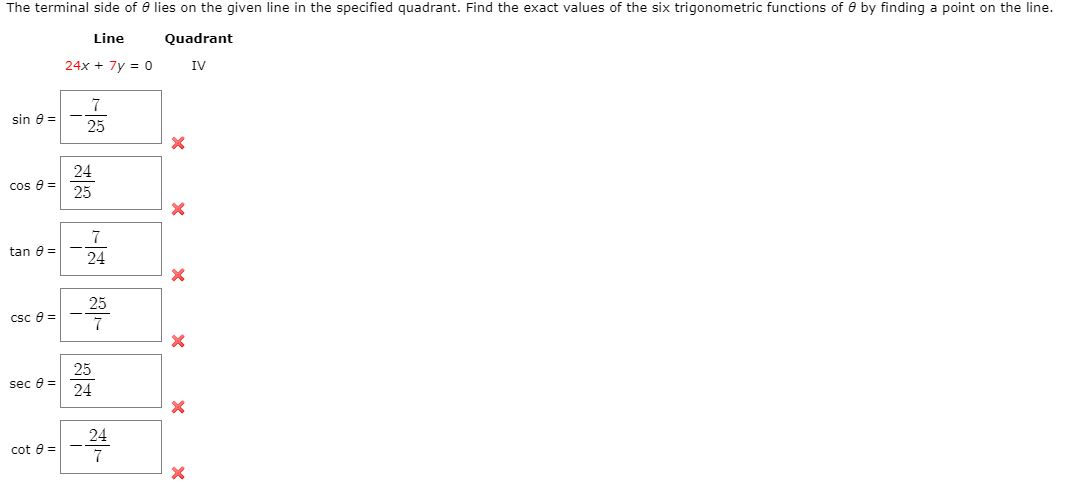 Solved The terminal side of θ lies on the given line in | Chegg.com