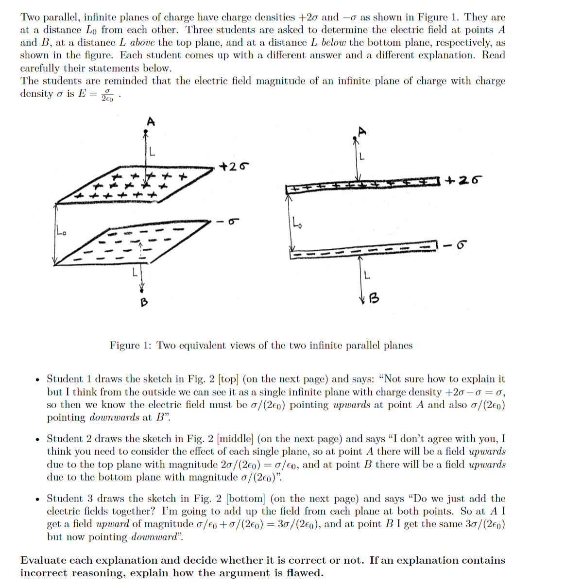 Solved Two parallel, infinite planes of charge have charge | Chegg.com