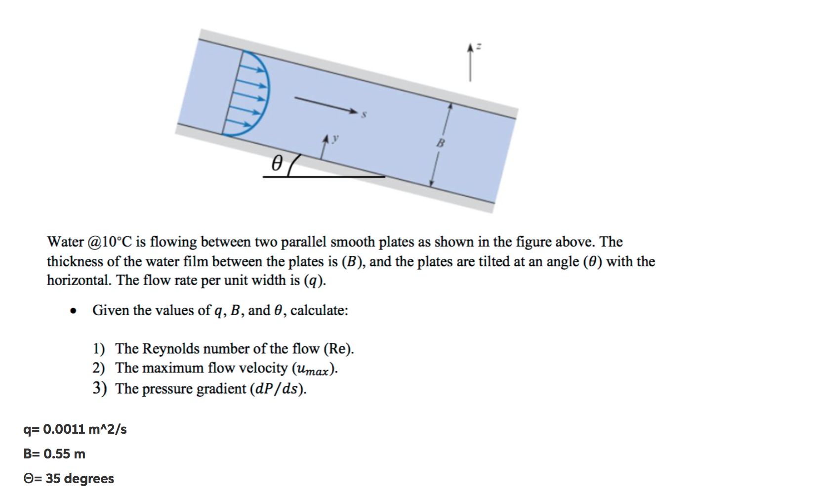 Solved Water @10°C is flowing between two parallel smooth | Chegg.com