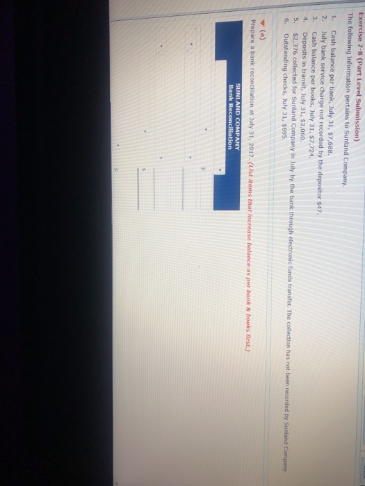 Solved Exercise 7-8 (Part Level Submission) The following | Chegg.com