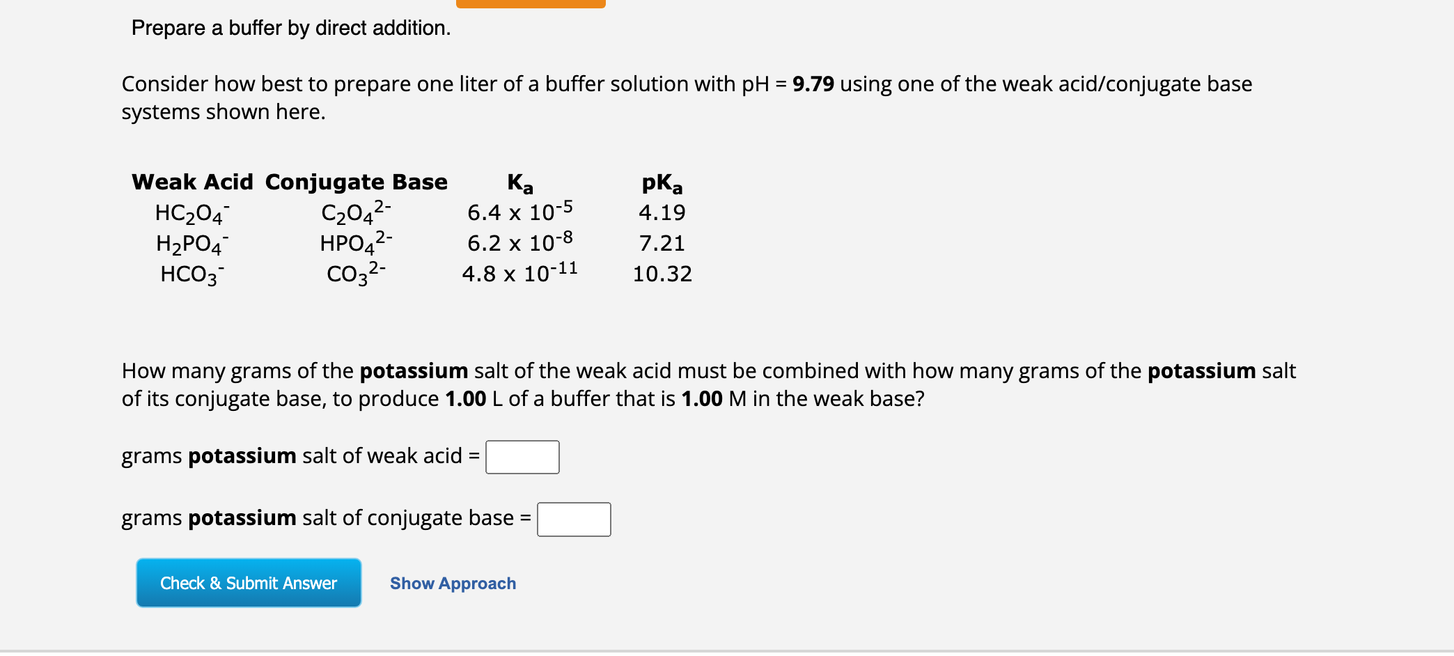 Solved Prepare a buffer by direct addition. Consider how | Chegg.com
