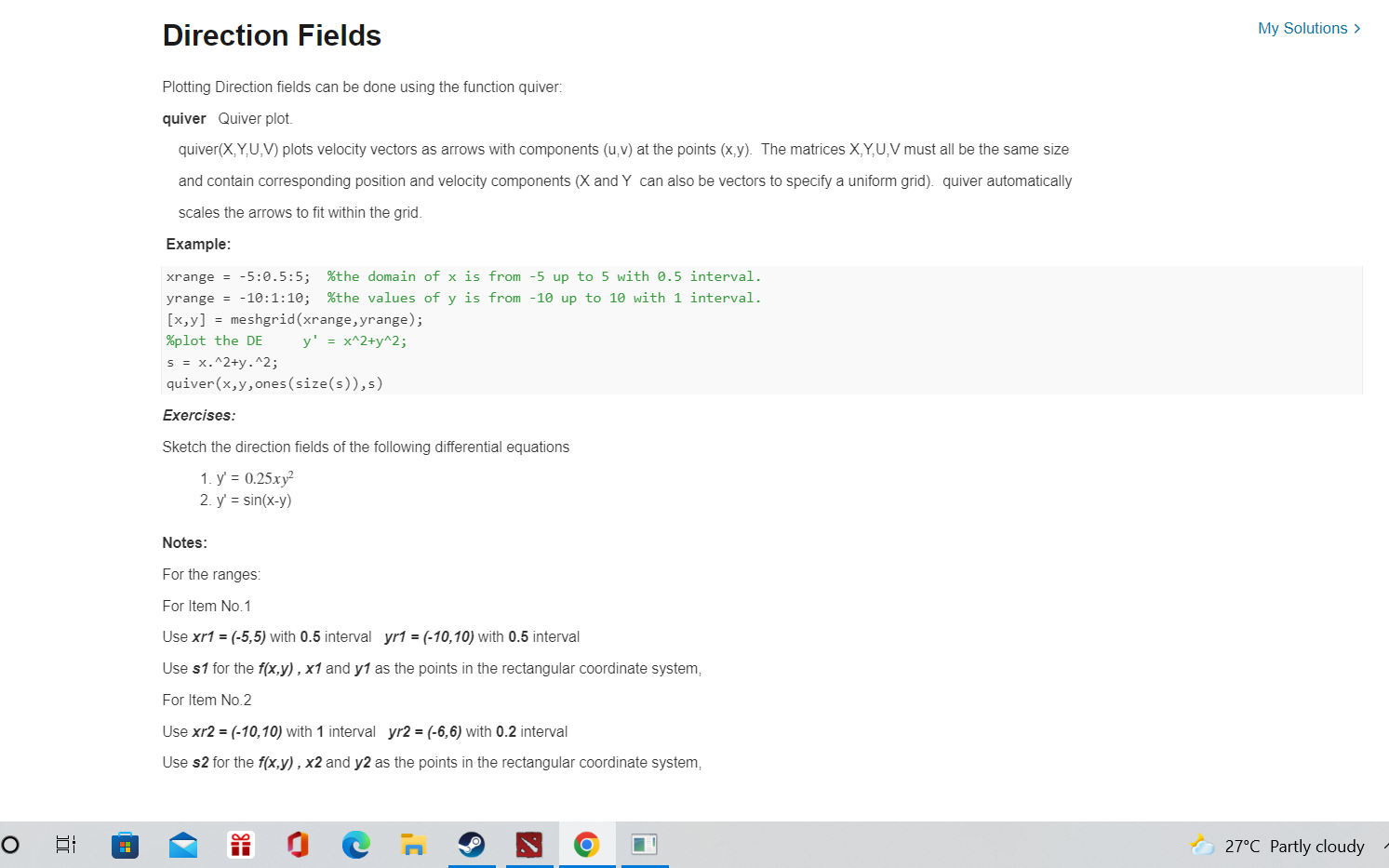 Solved O I Et Direction Fields Plotting Direction fields can | Chegg.com