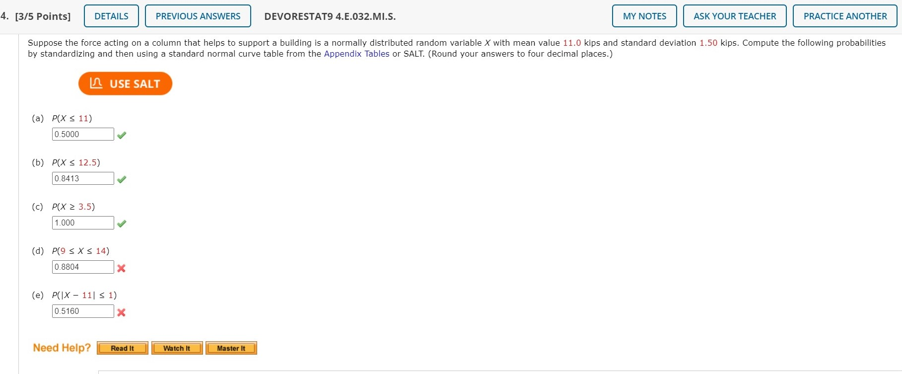 Solved 4. [3/5 Points] DETAILS PREVIOUS ANSWERS DEVORESTAT9 | Chegg.com
