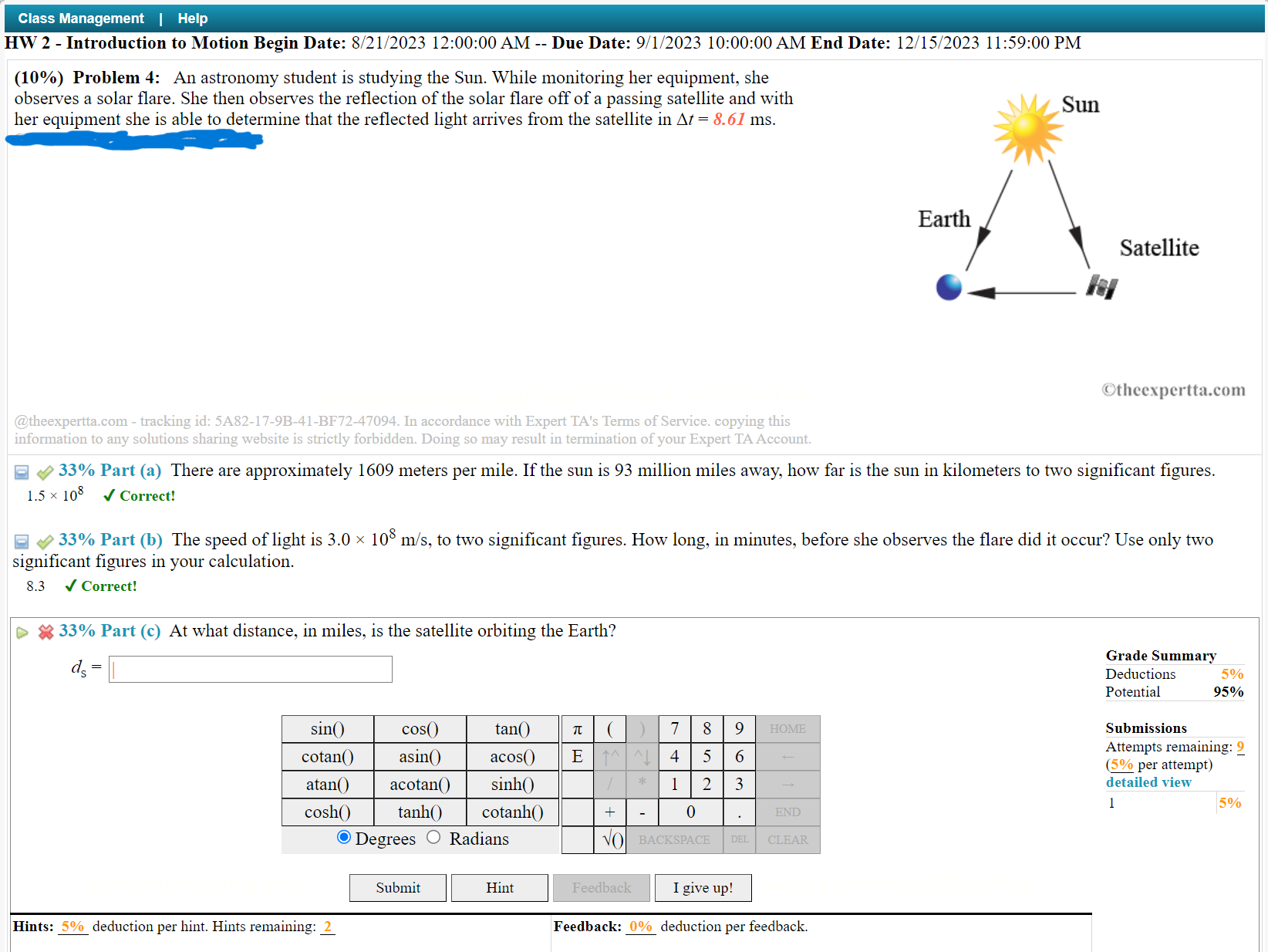 Solved (10\%) Problem 4: An astronomy student is studying | Chegg.com