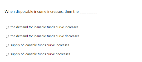 Solved When disposable income increases, then the the demand | Chegg.com