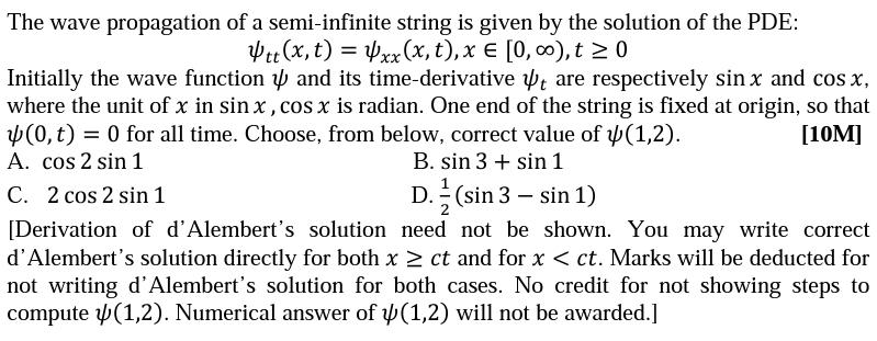 Solved The wave propagation of a semi-infinite string is | Chegg.com