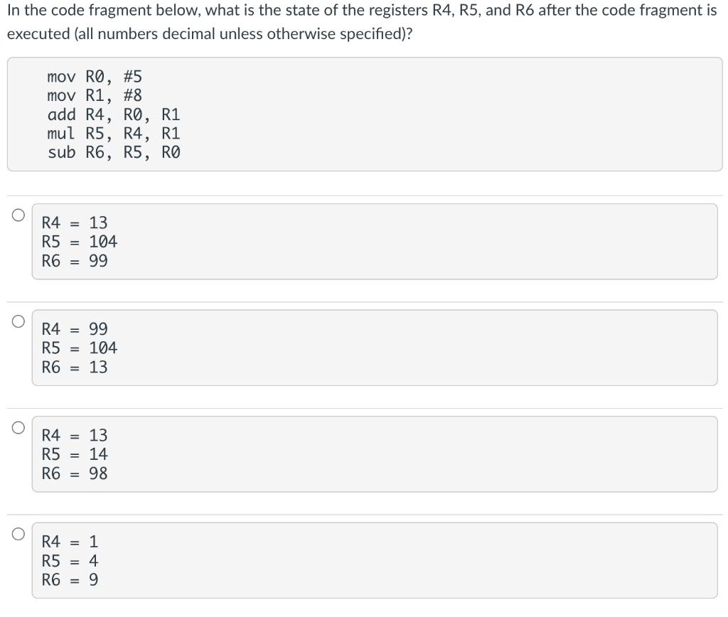 Solved In the code fragment below, what is the state of the | Chegg.com