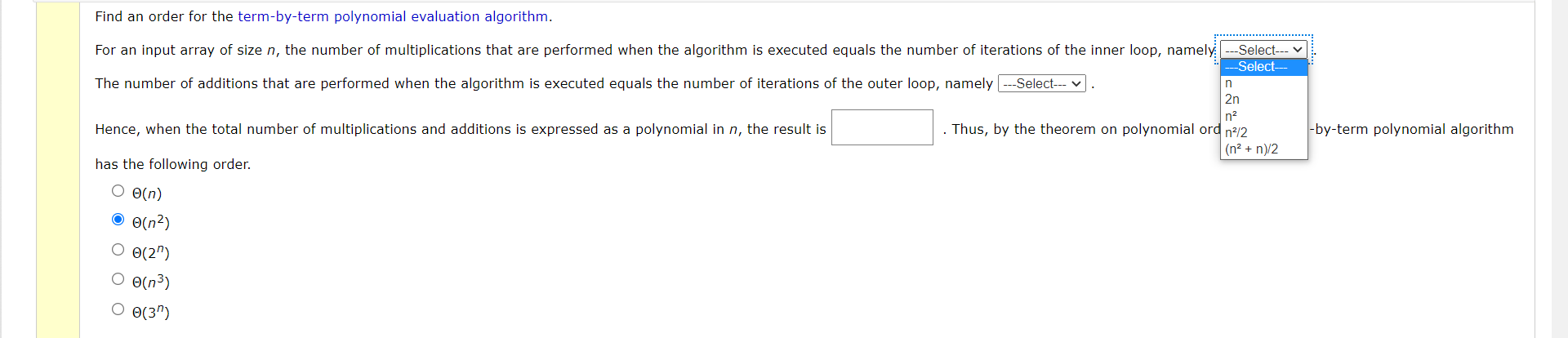 Solved Find an order for the term-by-term polynomial | Chegg.com