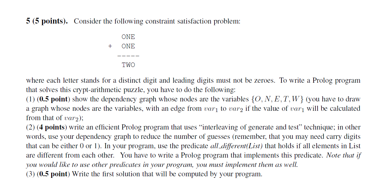 Prolog question. 5 (5 ﻿points). ﻿Consider the | Chegg.com