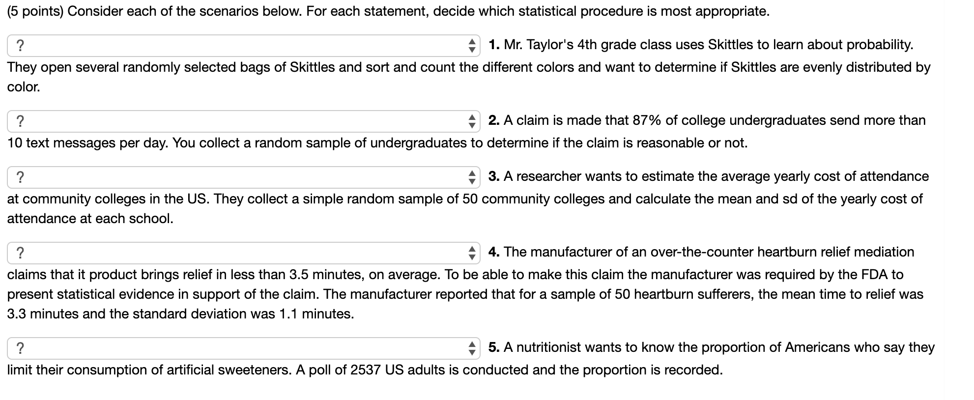 Solved (5 points) Consider each of the scenarios below. For | Chegg.com