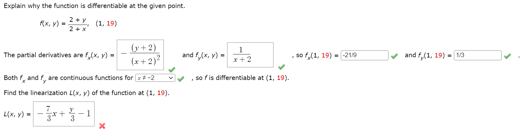Solved Explain why the function is differentiable at the | Chegg.com