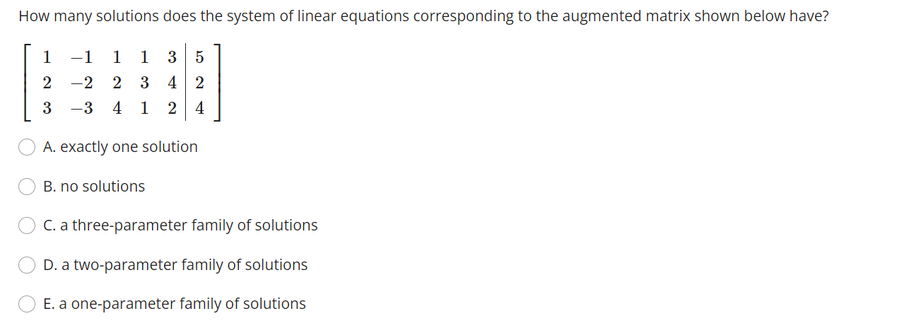 Solved How many solutions does the system of linear | Chegg.com