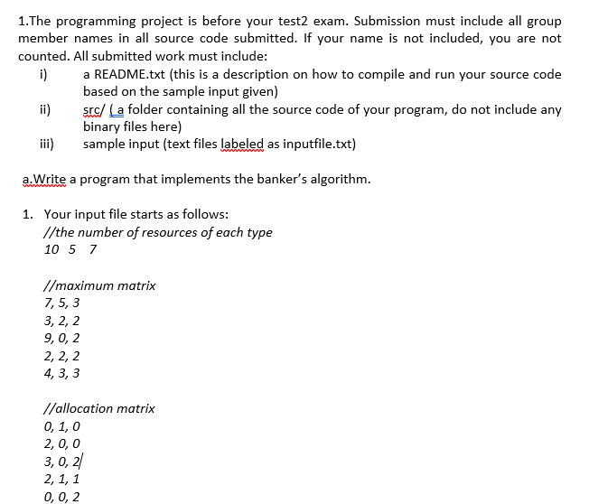 Solved 1.The programming project is before your test2 exam. | Chegg.com