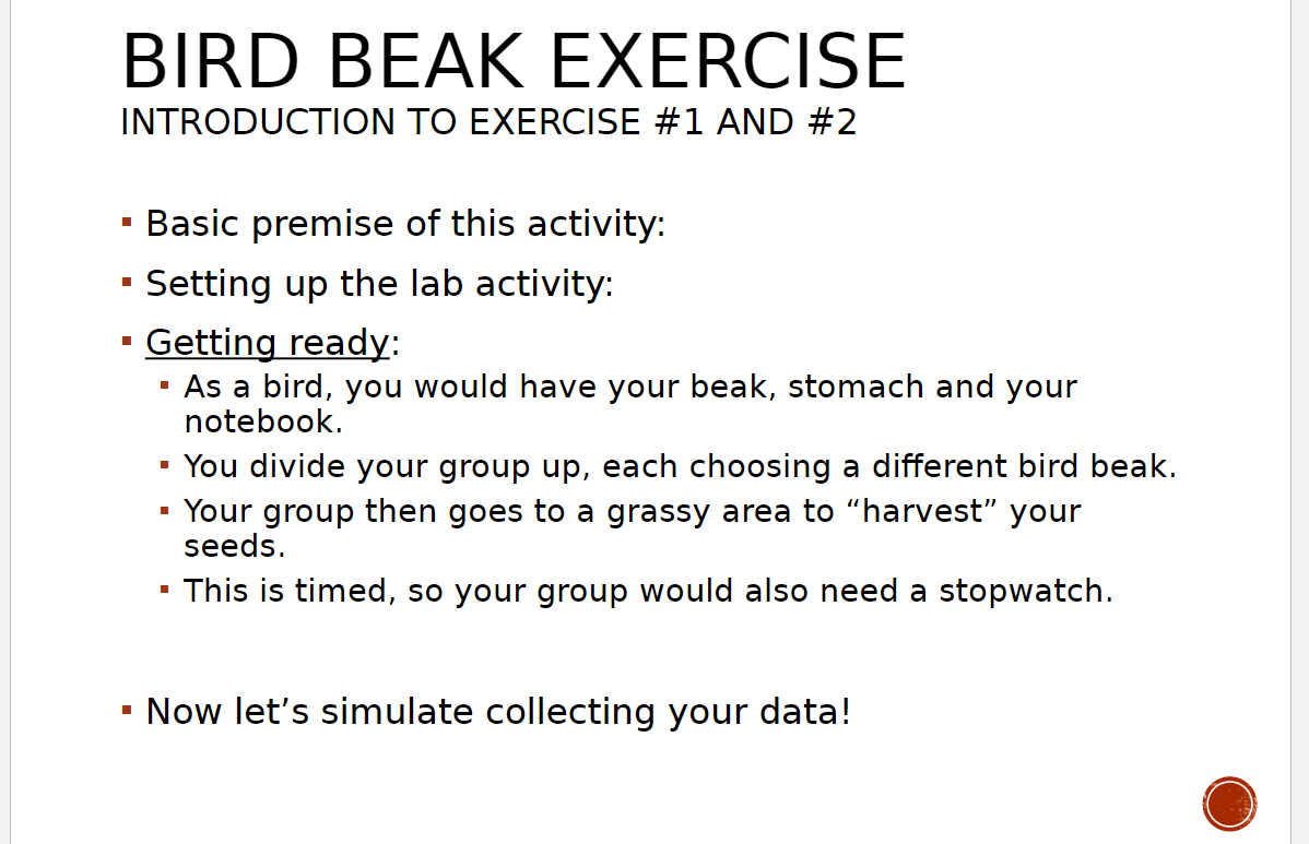 NATURAL SELECTION - Bird Beaks vs Seed Type Data | Chegg.com