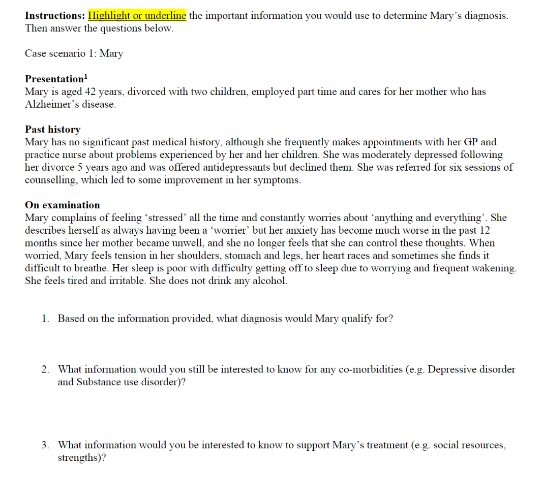 Solved Instructions: Highlight or underline the important | Chegg.com