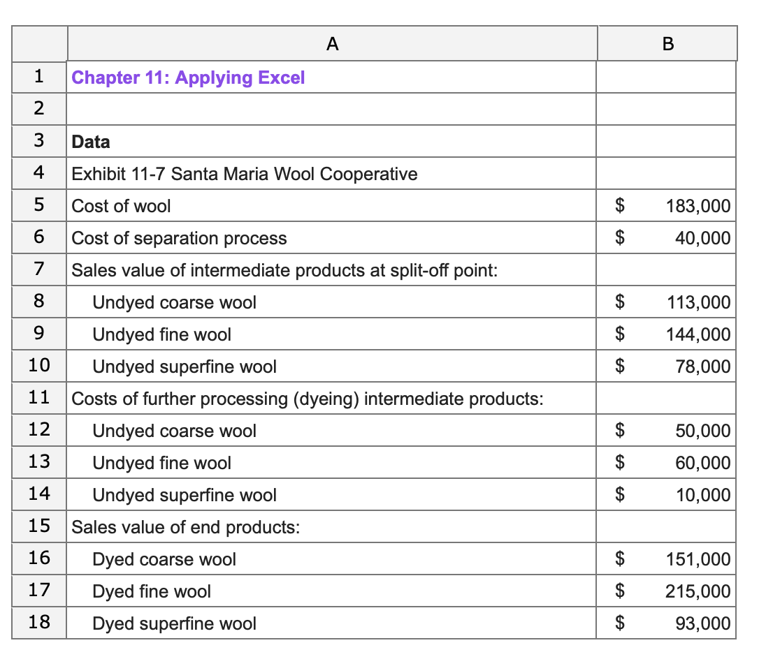 Solved А 1 Chapter 11: Applying Excel 3 Data 5 6 $ $ 183,000 | Chegg.com