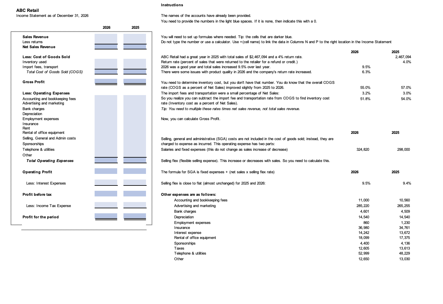 Solved ABC Retail Income Statement as of December 31, 2026 | Chegg.com