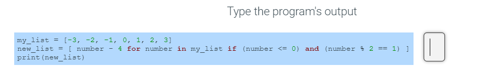 Solved Type the program's output — my_list = [-3, -2, -1, 0, | Chegg.com