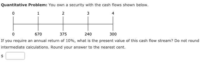 Solved Quantitative Problem: You own a security with the | Chegg.com
