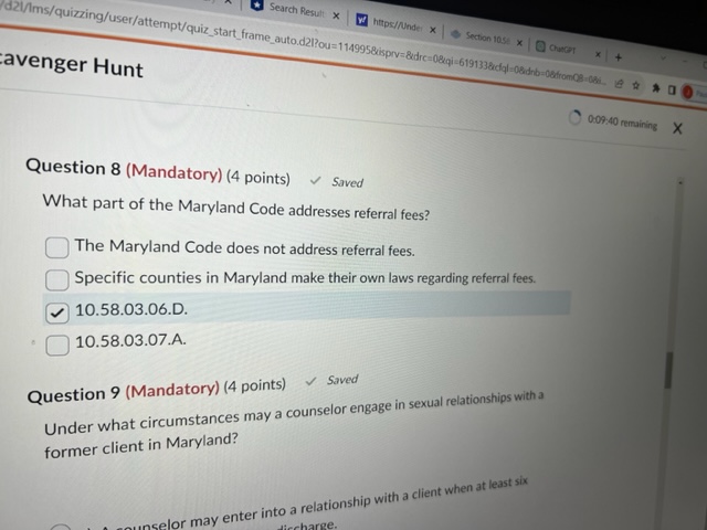 Solved What part of the Maryland Code addresses clients' | Chegg.com